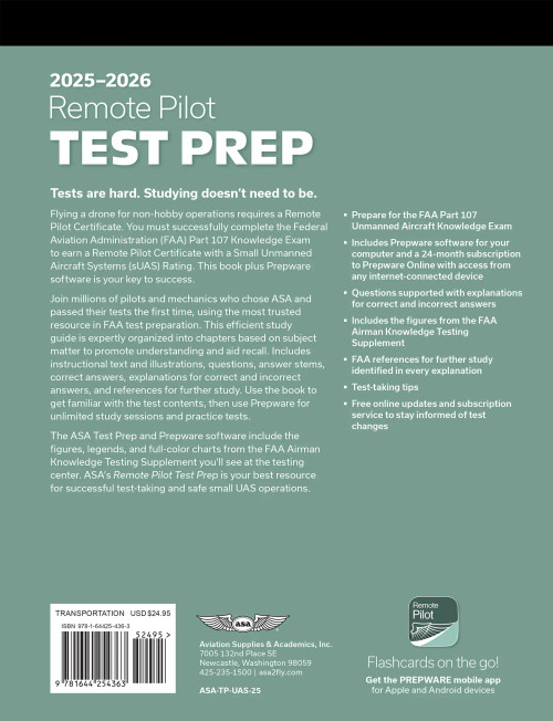 2025-2026 Remote Pilot Test Prep (Softcover) with Prepware Download