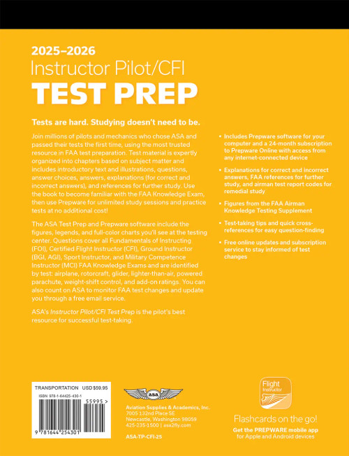 2025-26 Instructor Pilot CFI Test Prep (Book) & Prepware Software