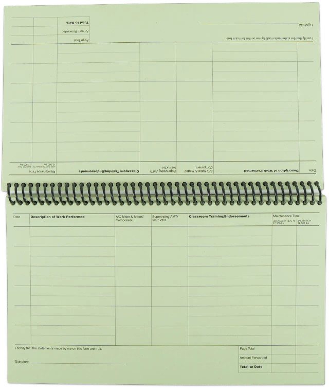 The Standard AMT Log | ASA Pilot Supplies