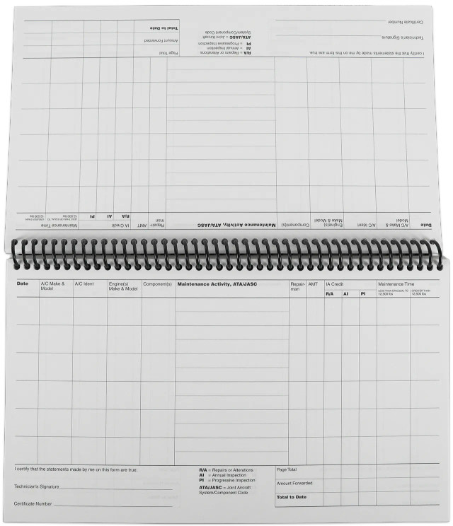 The Standard AMT Log | ASA Pilot Supplies
