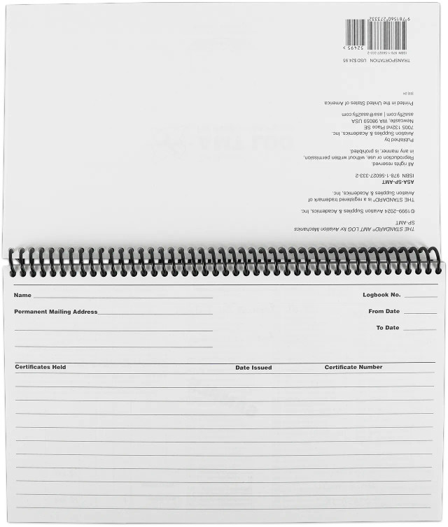 The Standard AMT Log | ASA Pilot Supplies