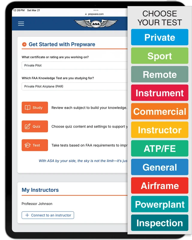 Powerplant Prepware study software for FAA Tests