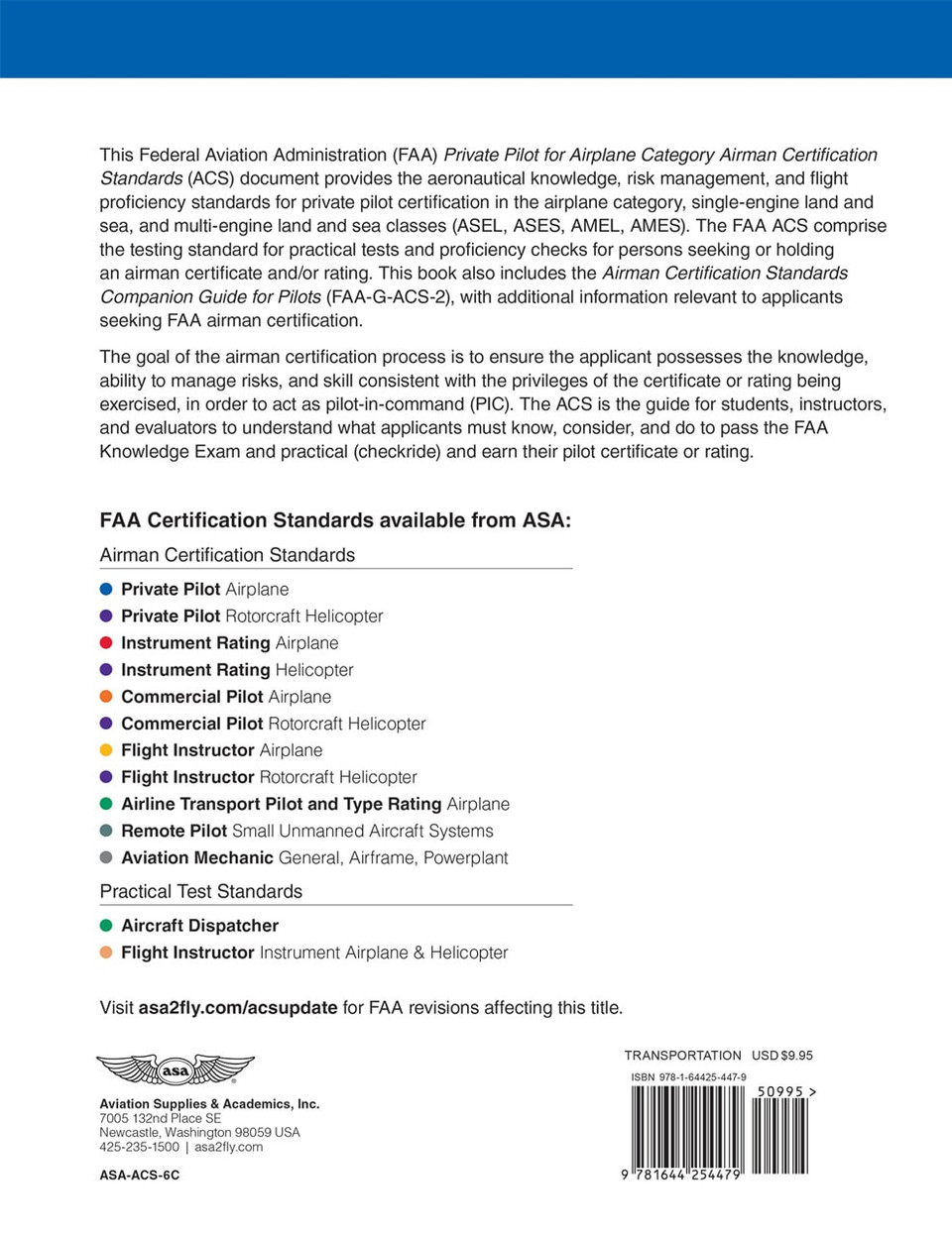 Private Pilot Airplane Single Multi Land ACS-6C