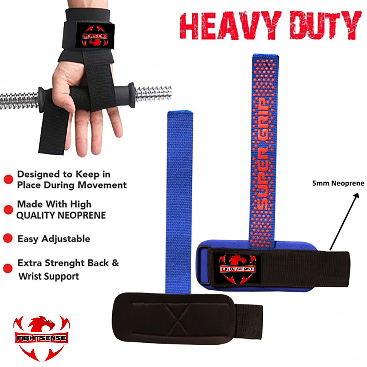 FIGHTSENSE Weightlifting Straps - Ultimate Comfort