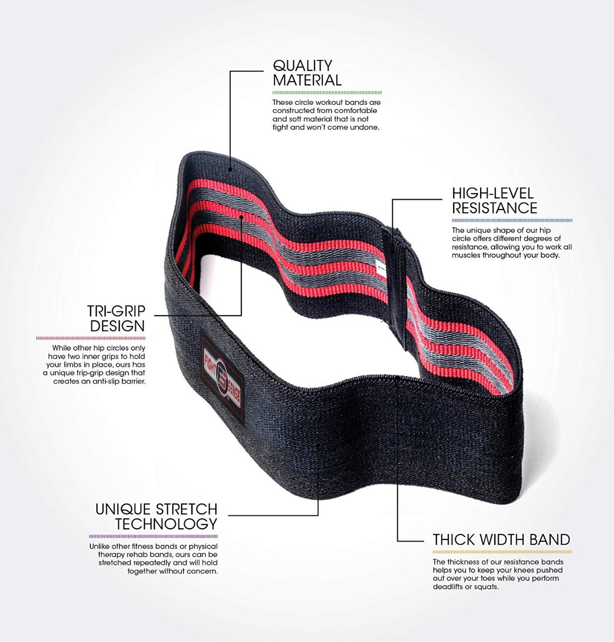 FIGHTSENSE Hip Resistance Band - Non-Slip Design