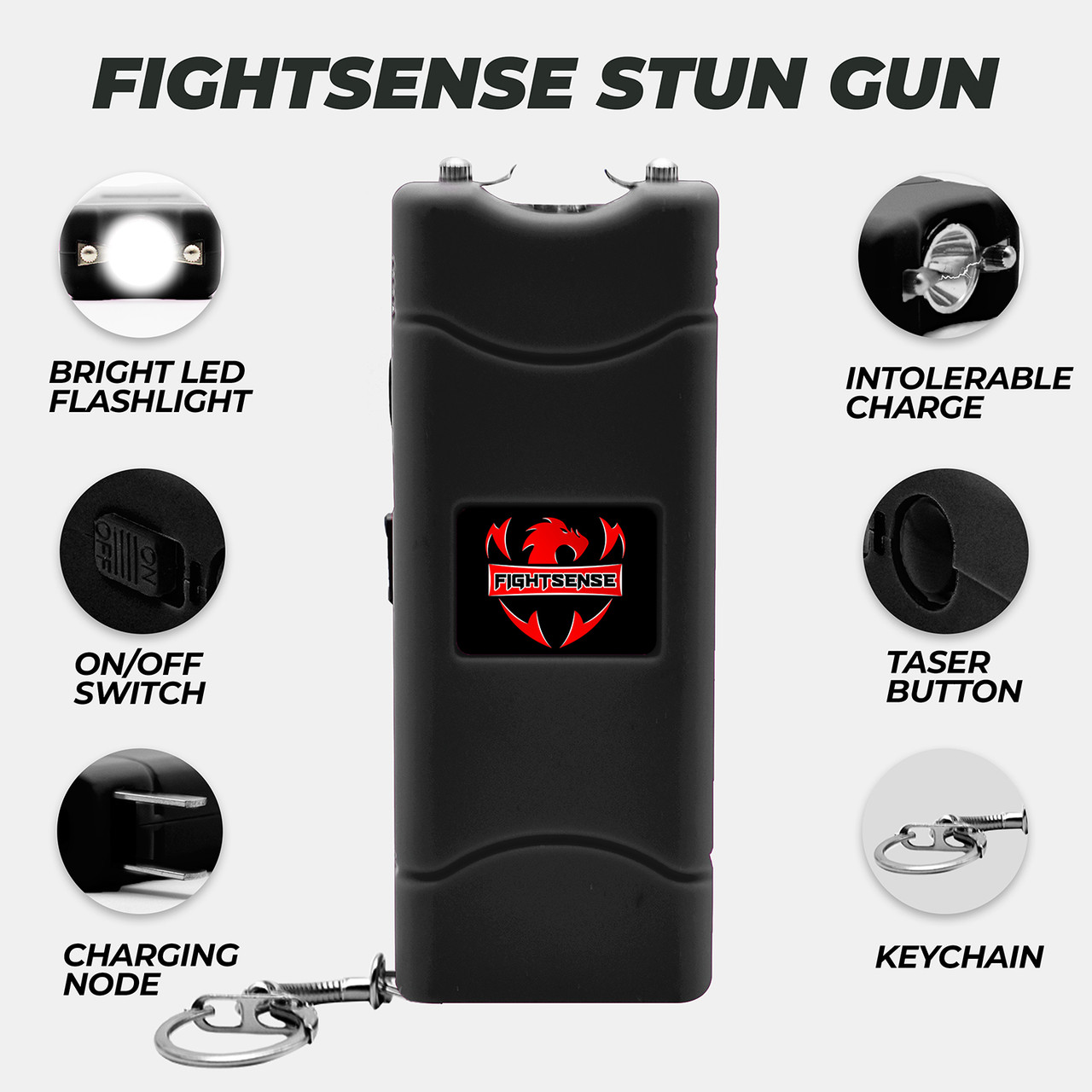 FIGHTSENSE (12 pcs) Super Heavy Duty Stun Gun with Flashlight for Men ...