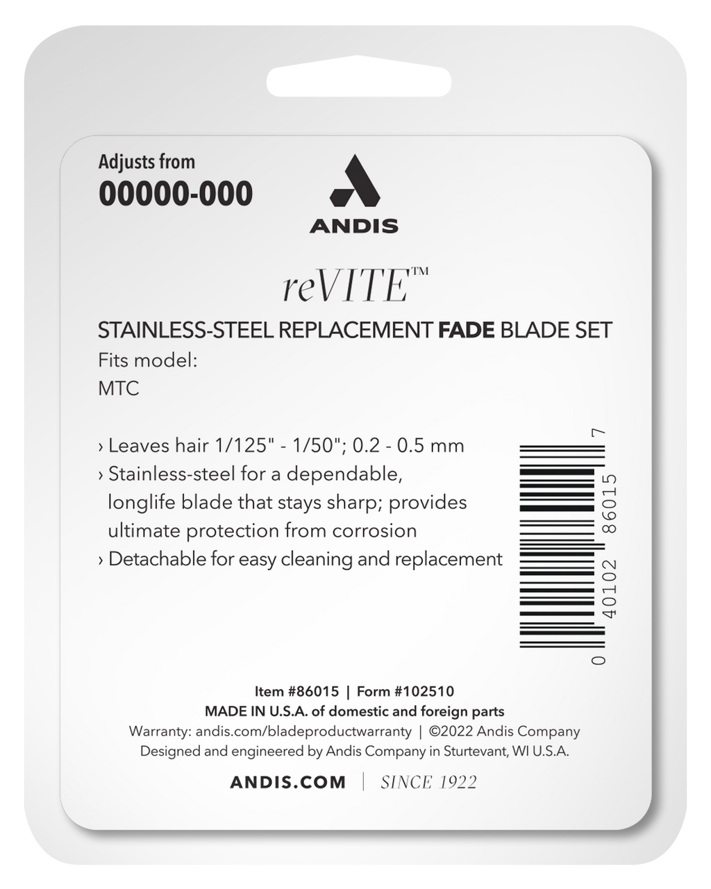 Andis reVITE Replacement Fade Blade - Weiss Barber Supply