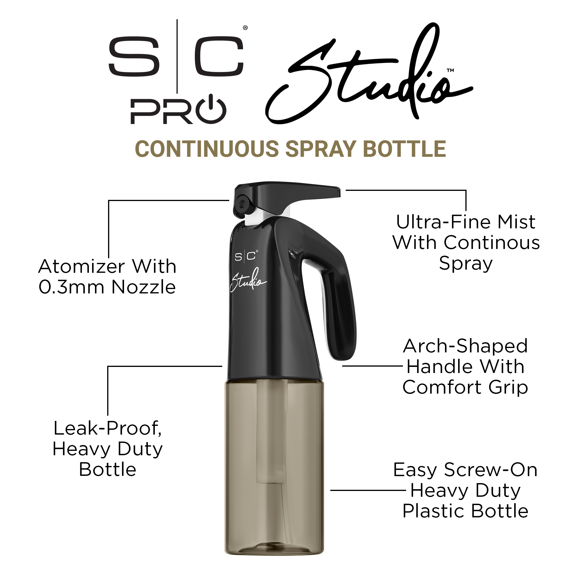 StyleCraft Studio Continuous Spray Bottle (6.8 Fl Oz) - Weiss Barber Supply
