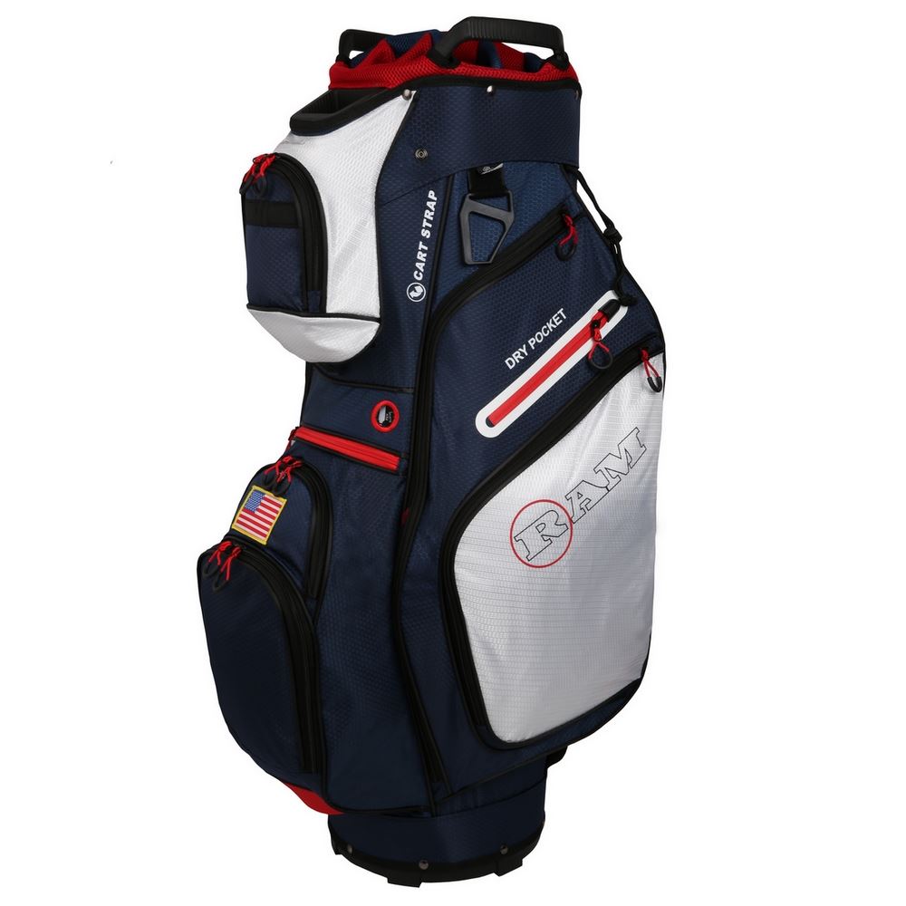 Ram Golf FX Deluxe Golf Cart Bag with 14 Way Dividers USA Flag ...