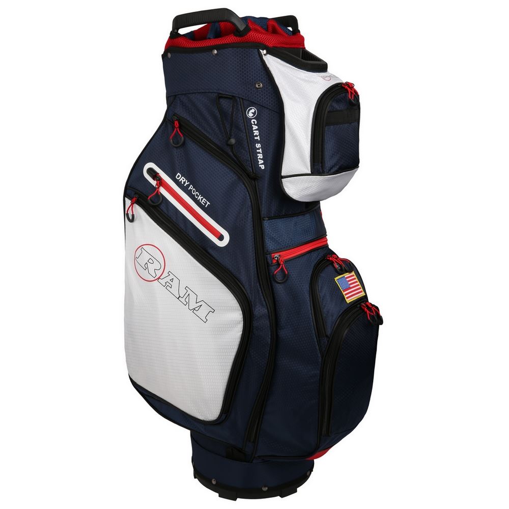 Ram Golf FX Deluxe Golf Cart Bag with 14 Way Dividers USA Flag ...