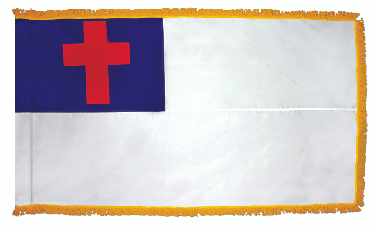 Christian Flag with Fringe - For Indoor Use-->100% USA-Made