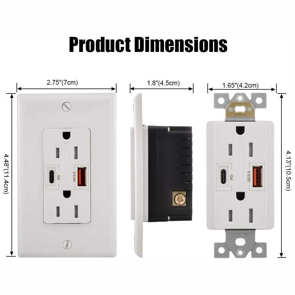 Usb C Wall Outlet 4.2A USB Wall Outlet With Tamper-Resistant Sockets ...
