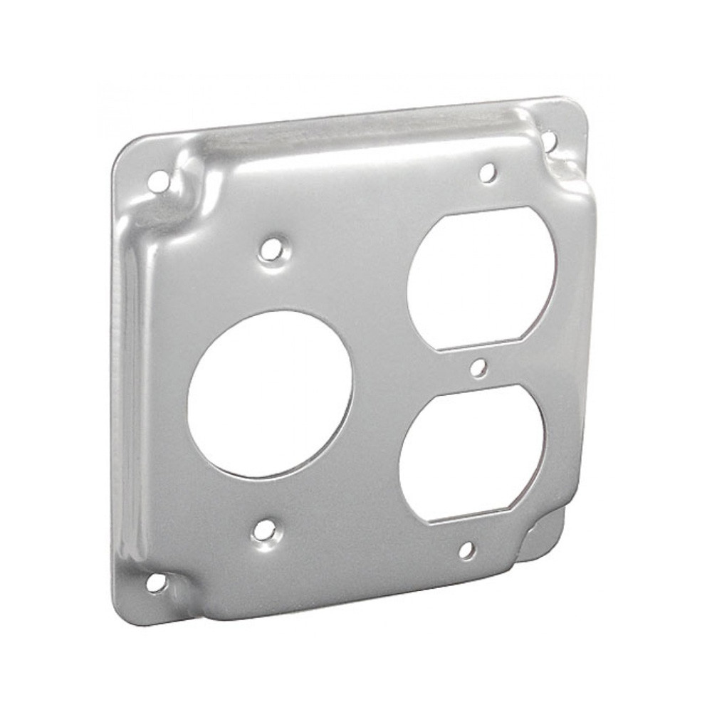 4" Square Finished Cover Raised 1/2" w/ 1 Duplex Receptacle and 1 ...