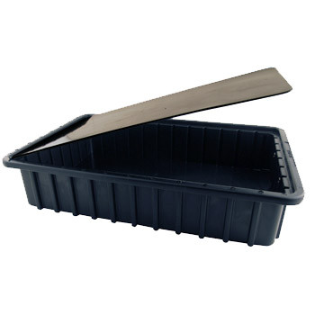 ESD Tote Box Covers: Heavy Duty Snap-On, Black, Conductive, Fits LB ...