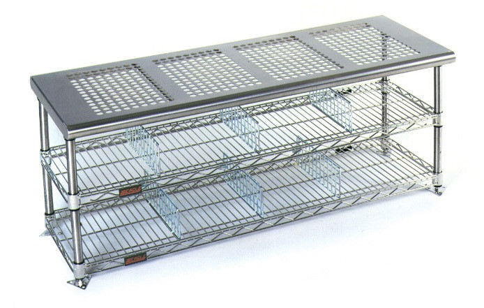 Gowning Benches | Stainless Steel, 2 Shelves | 18x36 inches