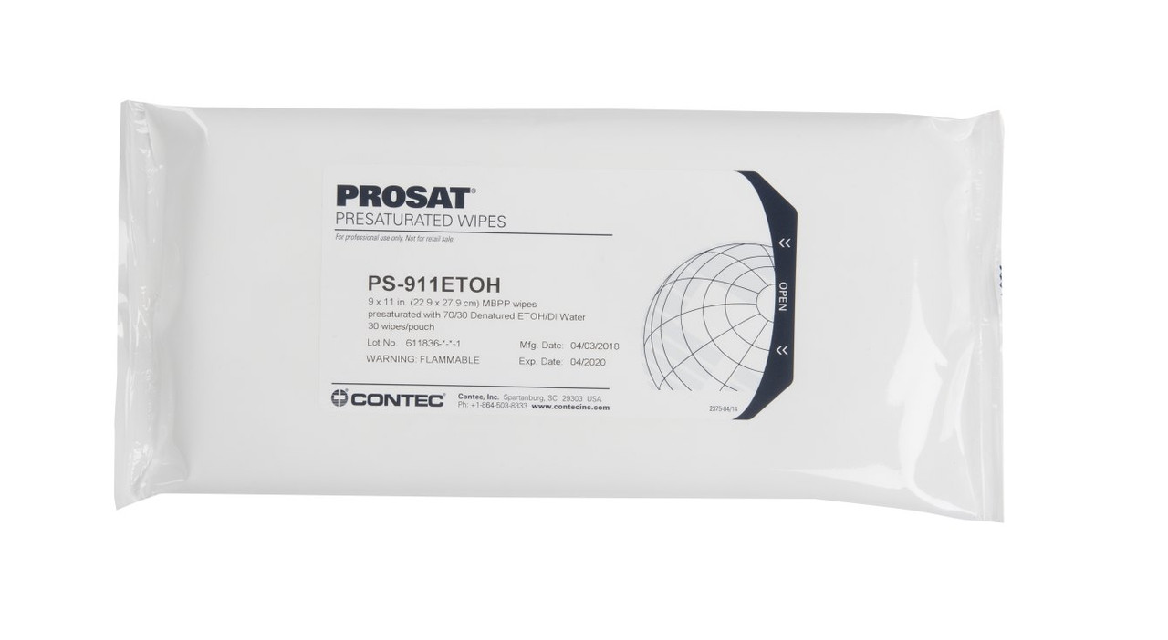 Cleanroom Wipes | Presaturated 70% Denatured Alcohol | 9x11