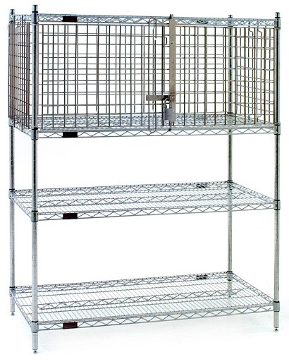 Security Racks: Hinged or Flip Doors, Side & Back Panels, Chrome, EA ...