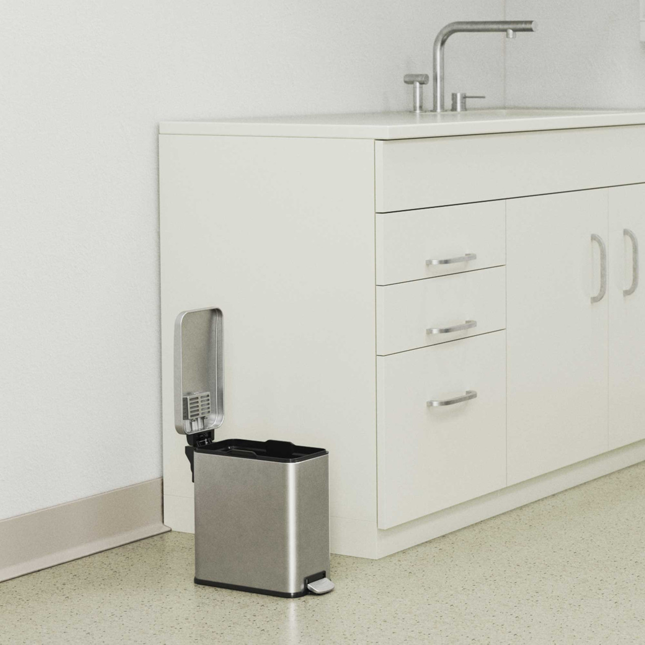 Fire Rated Trash Receptacles, 3 Gallon, Slim, Rectangular Design with ...