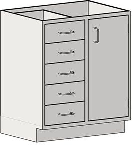 Laboratory Casework | 304 Lab Cabinets, 5 Drawers, 1 Door