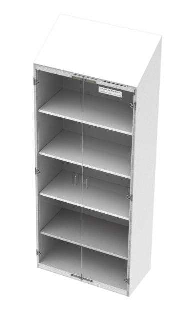 Cleanroom Storage Cabinets | Sloped Top | 4 Shelves | 48x18x90