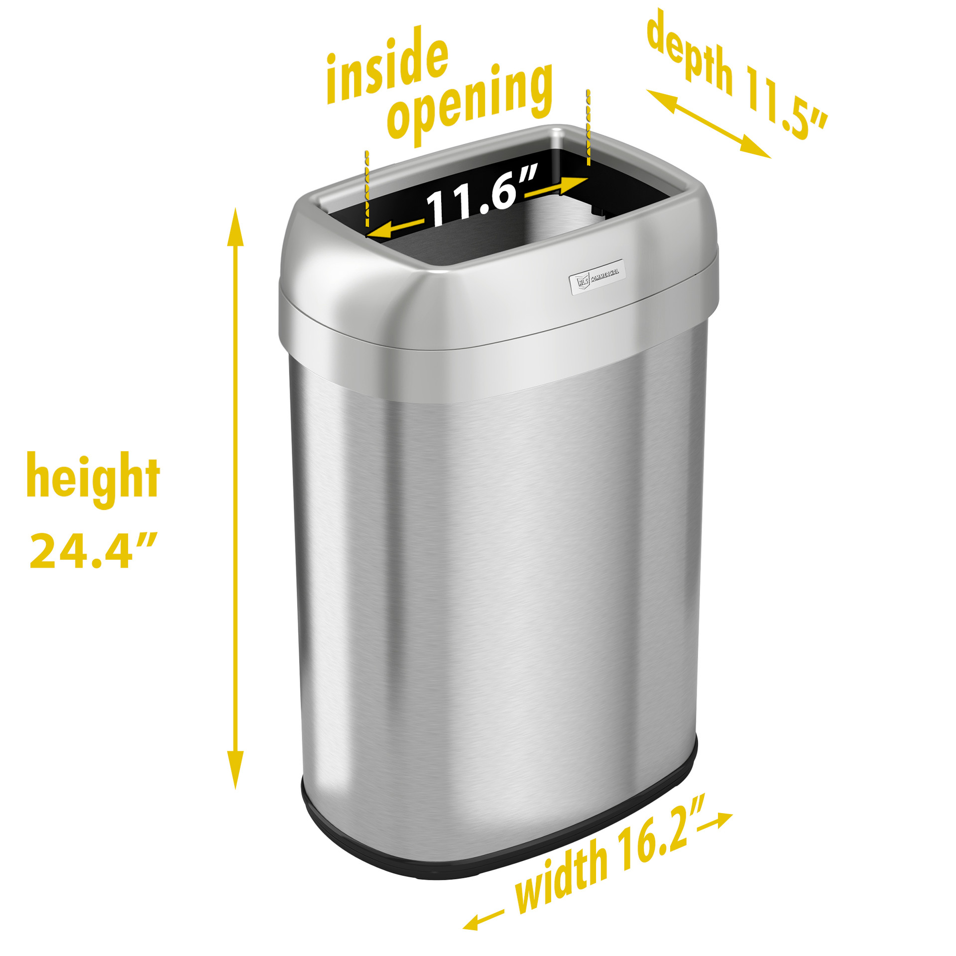 Trash Receptacles, 13 Gallon Cleanroom Waste Bins, Oval Open Top, HL ...