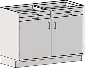 Laboratory Casework | Lab Cabinets, 4 Drawers, 2 Doors | 304