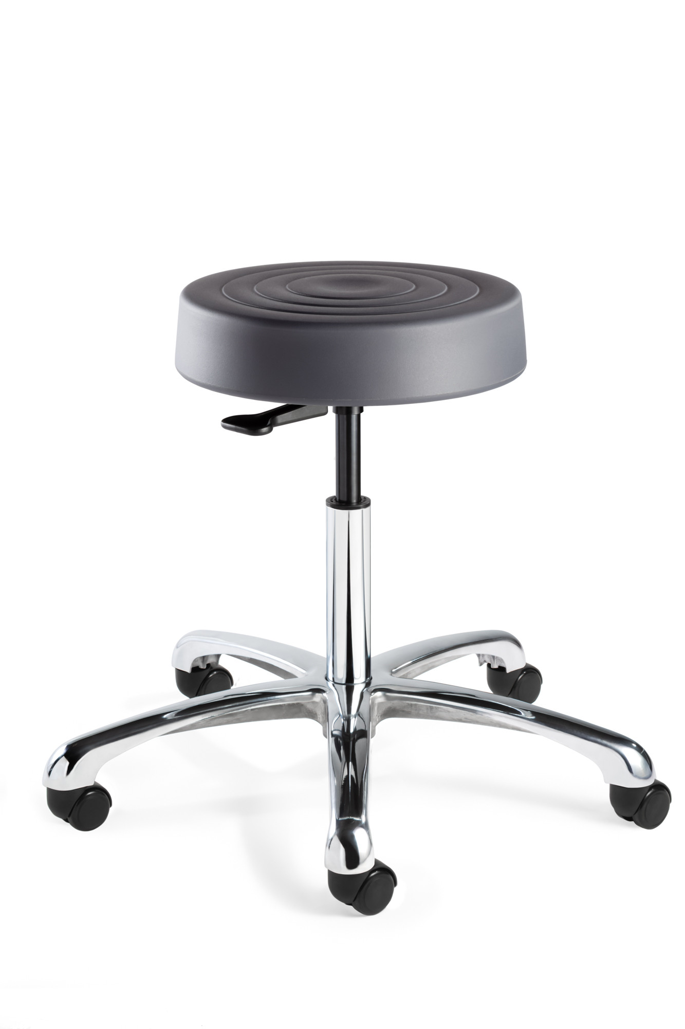 Cleanroom Stool, ErgoLux Jr, ISO 4 Class 10, Seat Height: 20"-27", Soft ...