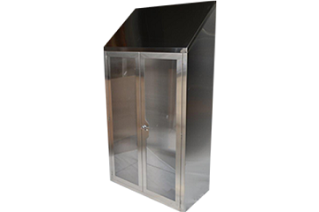 Stainless Steel Cabinets, Glass Doors, Sloped Top, 4 Shelves, 16"D x 48 ...