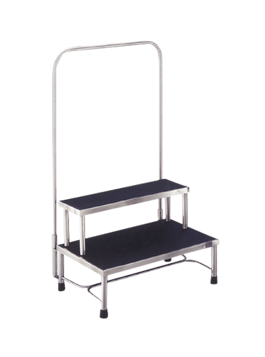 Cleanroom Step Stools | Stainless Steel, 2 Steps, Hand Rail