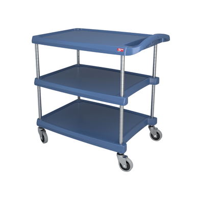 Utility Carts, 3 Polymer Shelves, 18"x 31", Blue Antimicrobial, IM ...