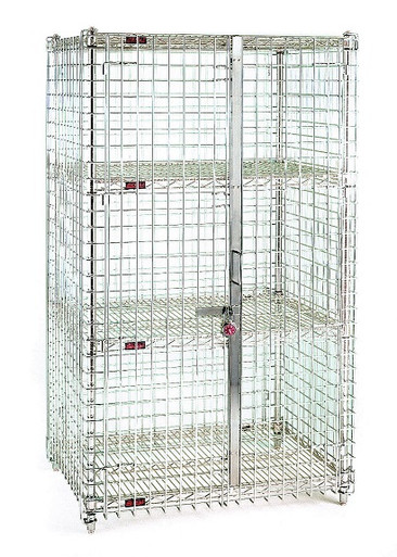 Security Racks: 2 Shelves, Stationary, Chrome, EA-SC-2SH - Cleanroom World