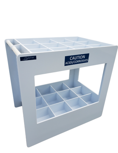 Chemical Carts; White Polypropylene, Dual Compartmented Shelves, 24 ...