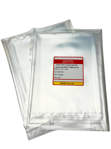 Cleanroom Bags | Ultra Low Outgassing Poly | 6” x 8” | 4 mil