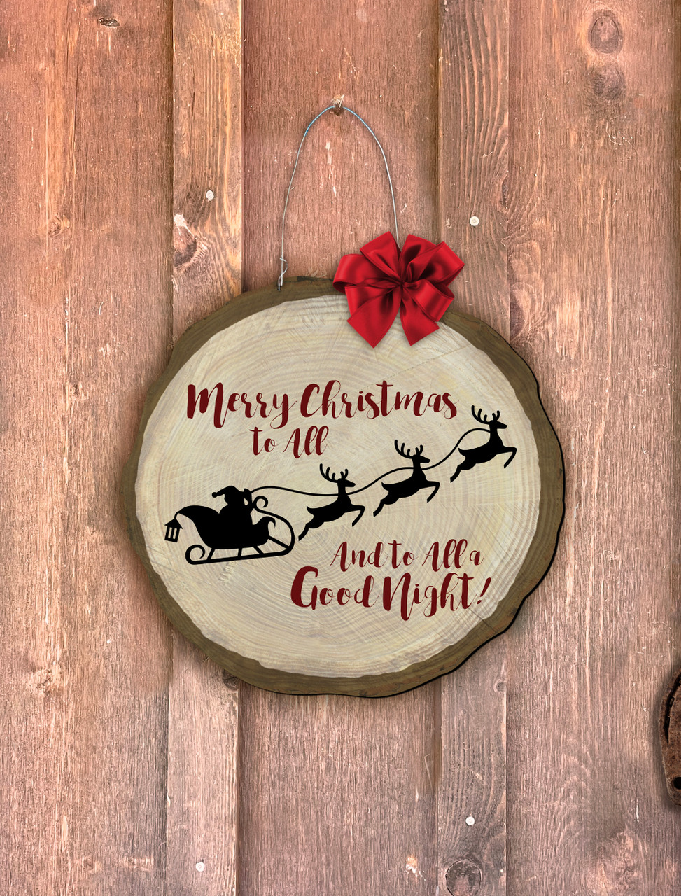 "Merry Christmas to All" Log End Door Hanger - Nelson Gifts