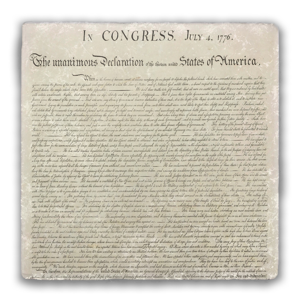 Declaration of Independence Tumbled Stone Tile - Nelson Gifts