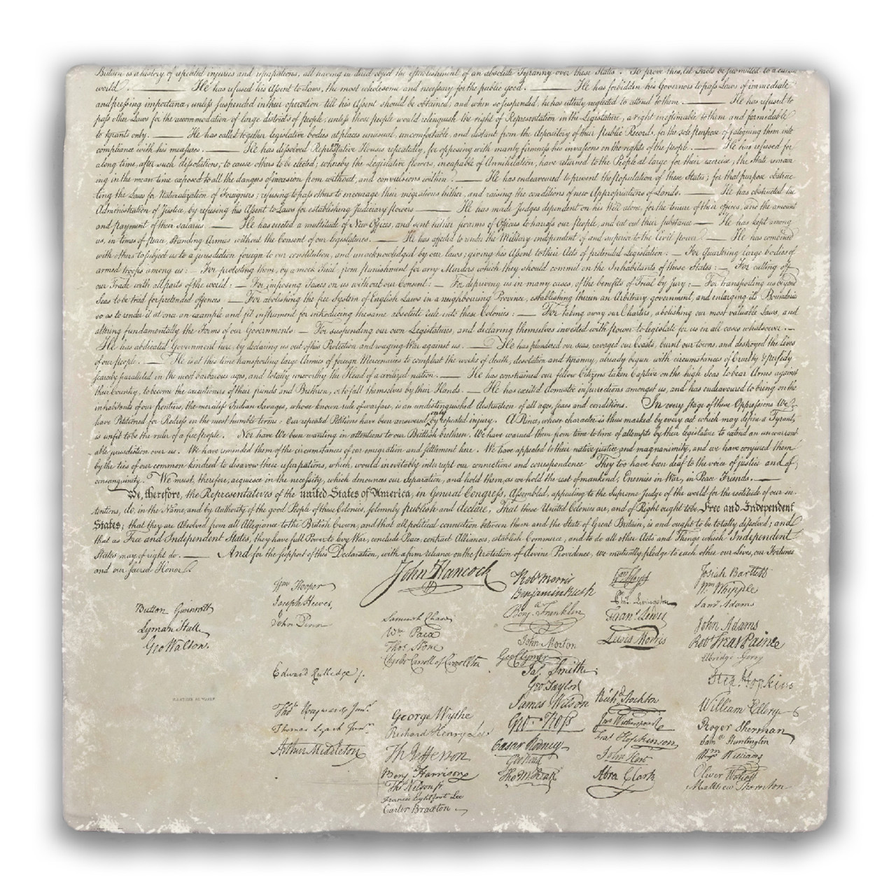Signed Declaration of Independence Tumbled Stone Tile - Nelson Gifts