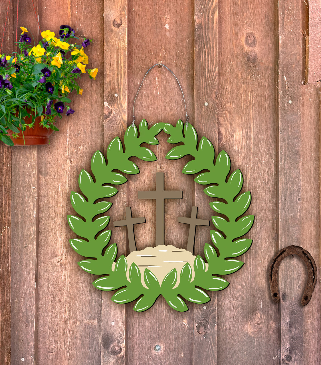 Outdoor Metal Art Easter Wreath - Nelson Gifts