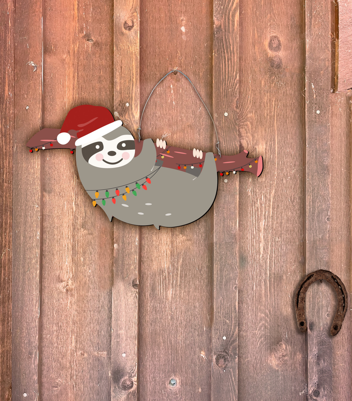 Outdoor Metal Art Christmas Sloth - Nelson Gifts