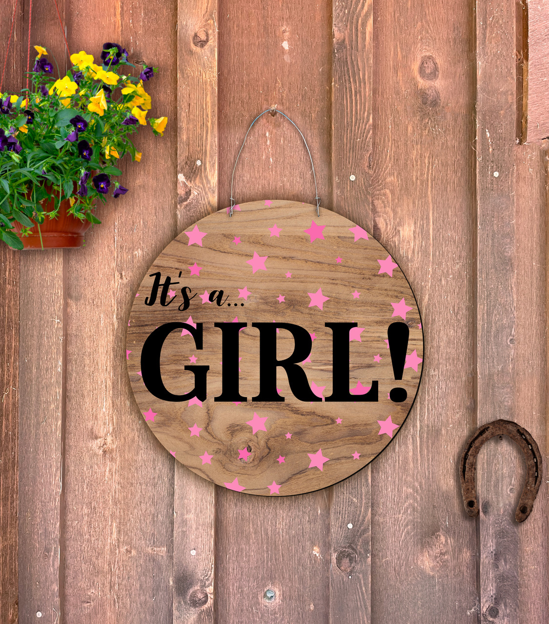 Outdoor Metal Art Baby Girl Rustic Sign - Nelson Gifts
