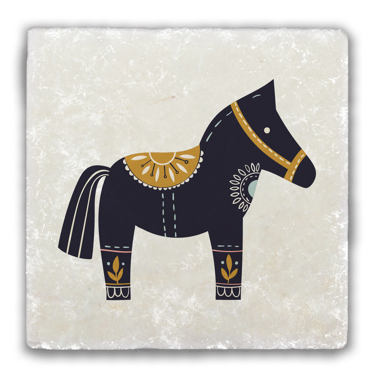 Folk 6 Tumbled Stone Coaster - Nelson Gifts