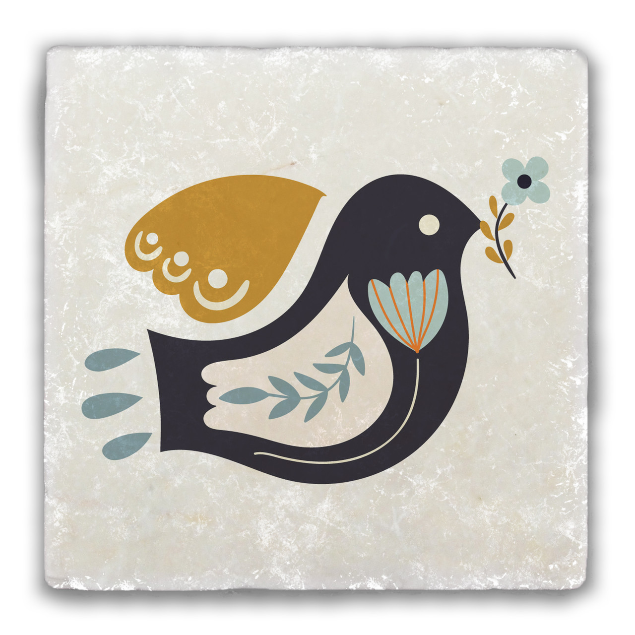Folk 7 Tumbled Stone Coaster - Nelson Gifts