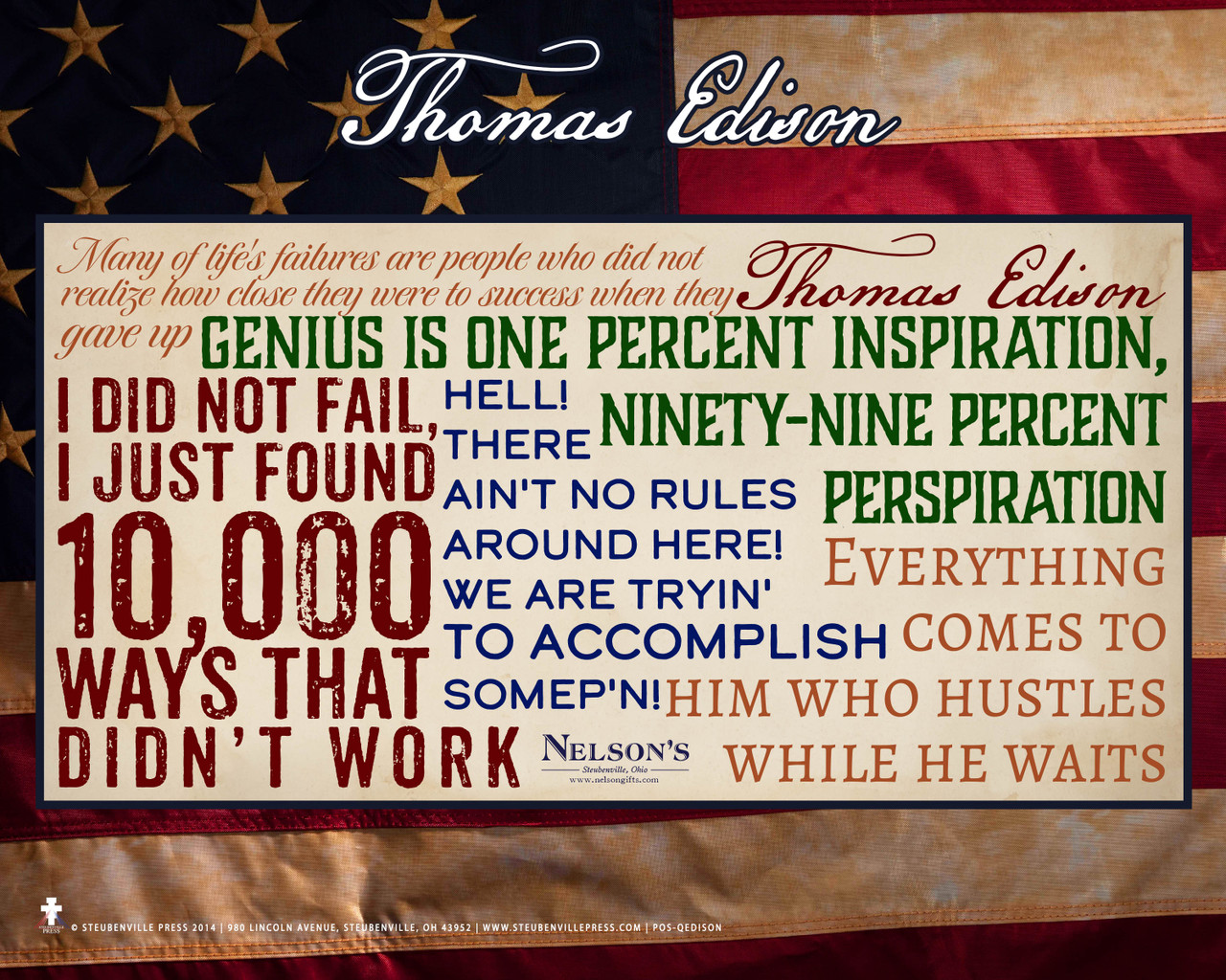 Thomas Edison Quote Print - Nelson Gifts