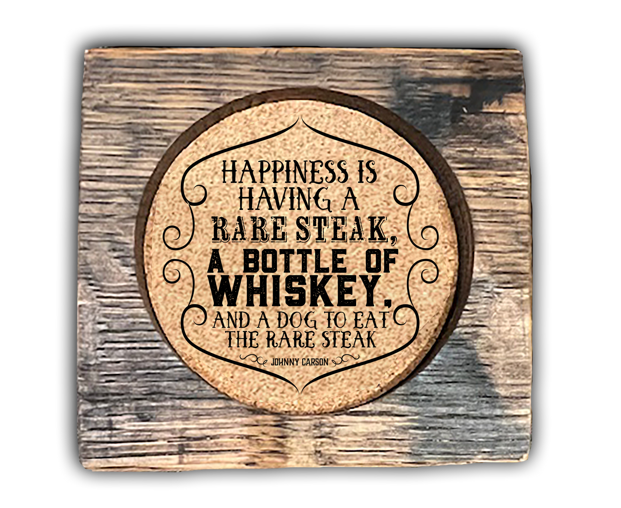 "Happiness" Barrel Stave Coaster - Nelson Gifts