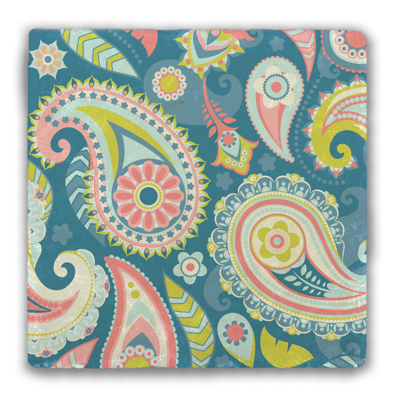 European Paisley Design 4 Tumbled Stone Coaster - Nelson Gifts