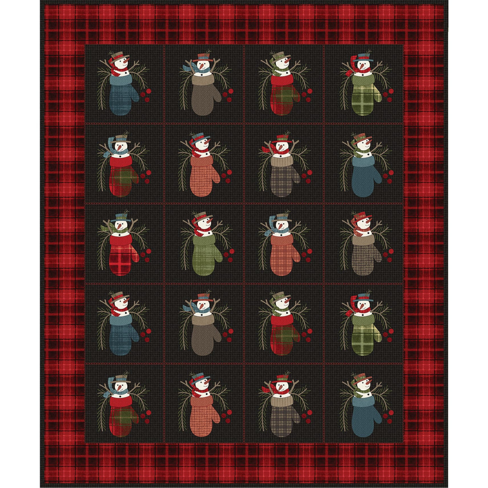 Holly Jolly Flannel Cozy Mittens Quilt Free Pattern
