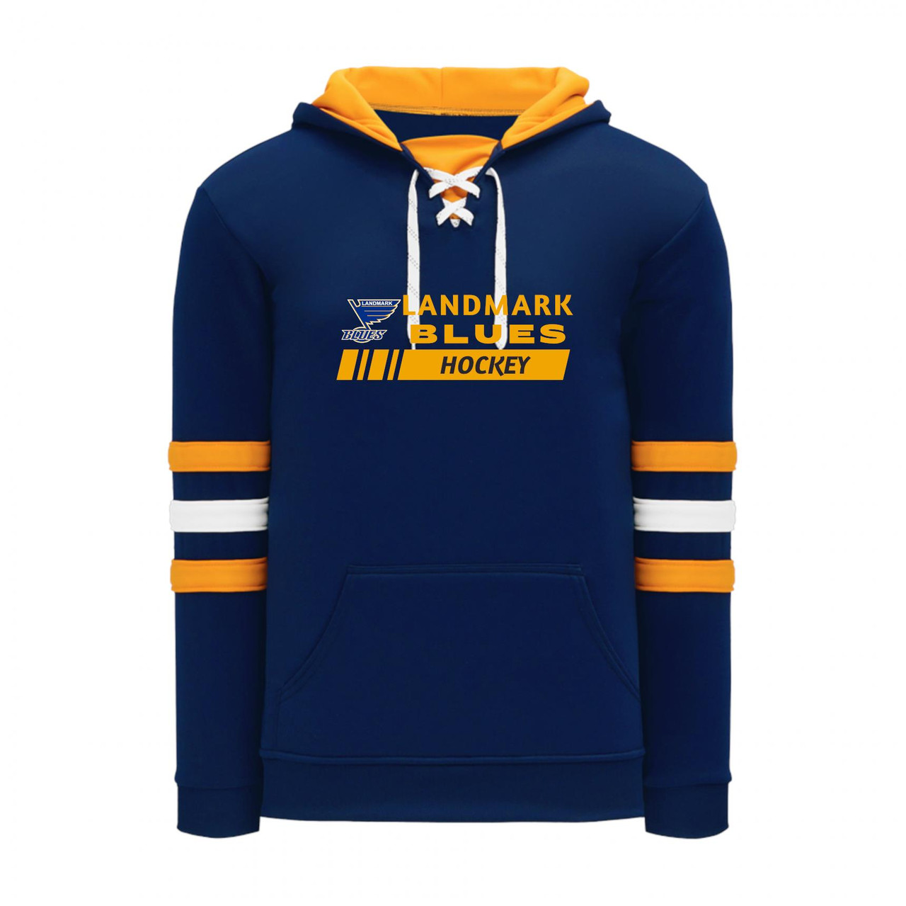 Landmark Blues Hooded Sweater Hockey Stripe (2 Logo Options)