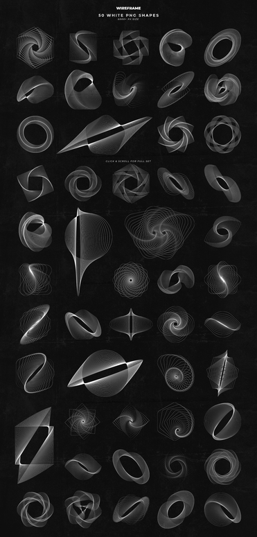 50 Wireframe Vector & PNG Shapes