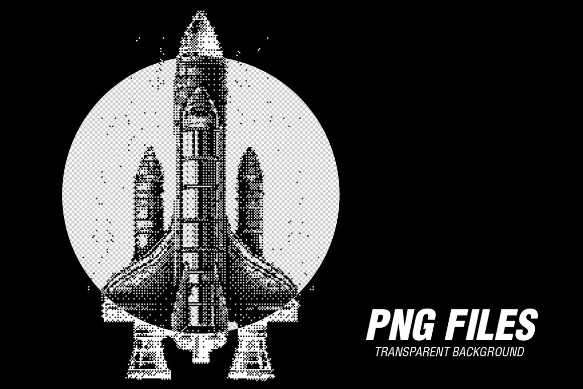 70 Space Bitmap Dither Vector & PNG
