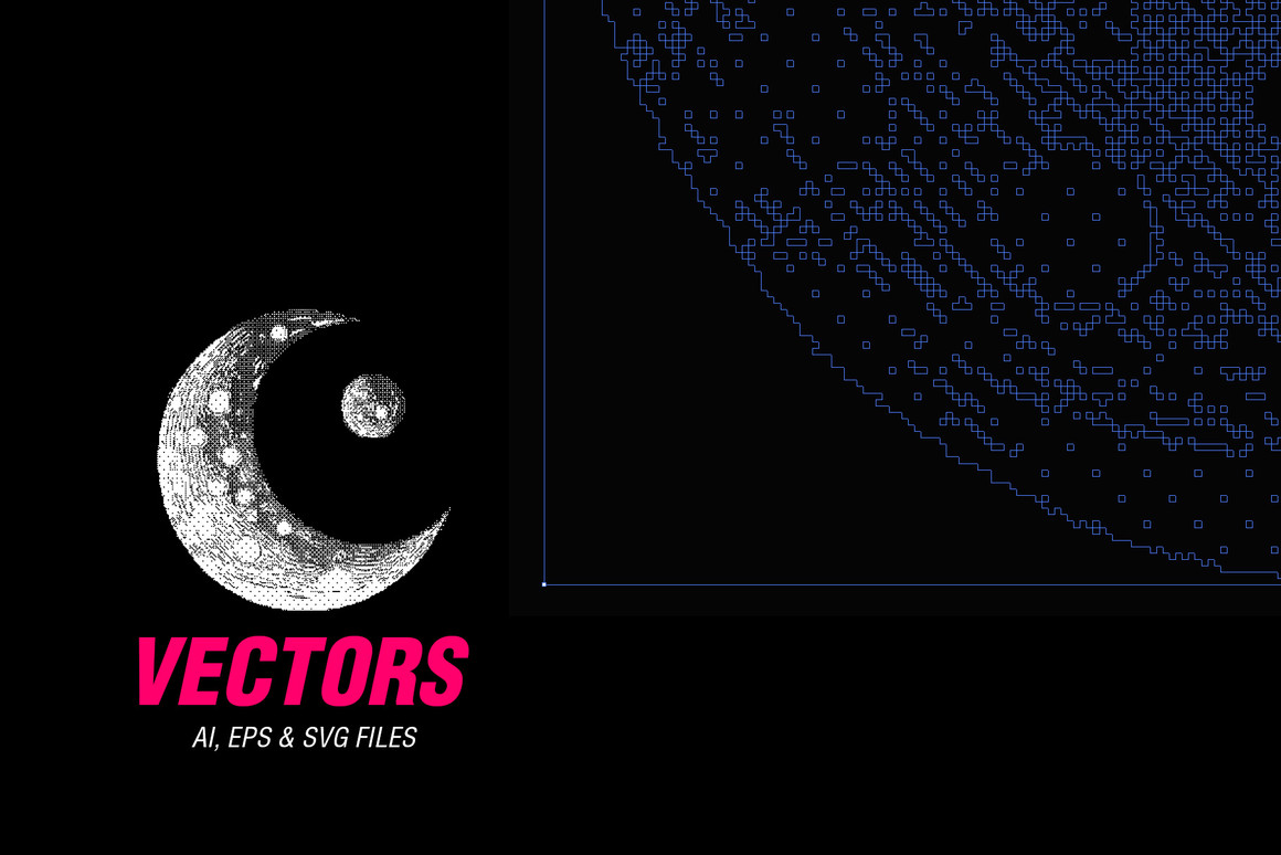 70 Space Bitmap Dither Vector & PNG