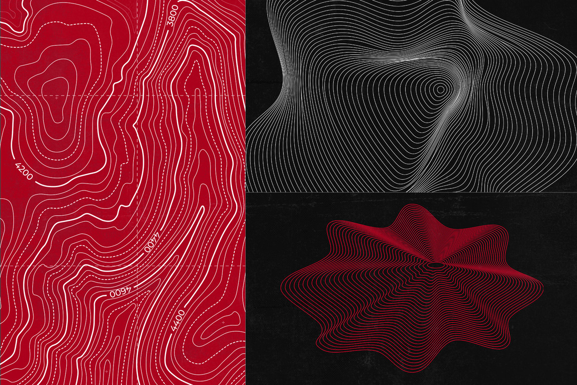 75 Wireframe Topo Elements Vectors